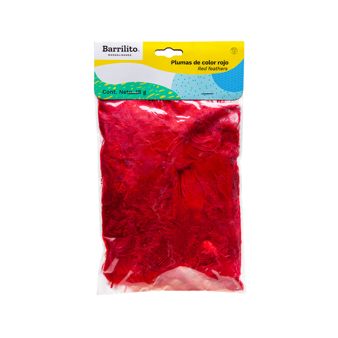 PLUMAS COLOR ROJO bolsa 18 grs – Comercial Caribe