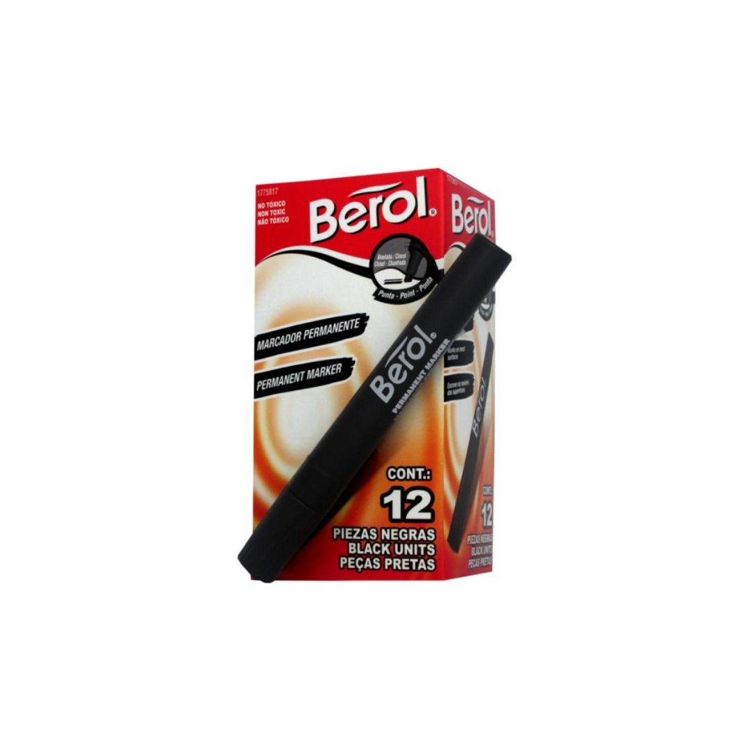 MARCADOR PERMANENTE BEROL 12/1 NEGRO UNIDAD 1 – Comercial Caribe